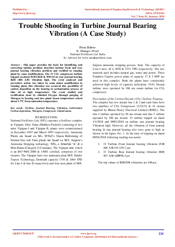 (PDF) Trouble Shooting in Turbine Journal Bearing Vibration (A Case Study