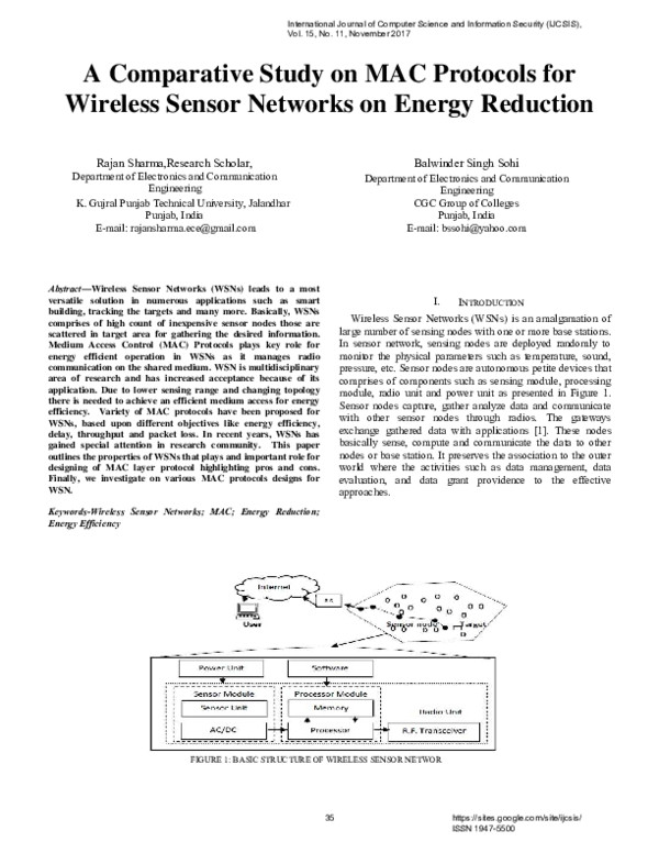 (PDF) A Comparative Study on MAC Protocols for Wireless Sensor Networks ...