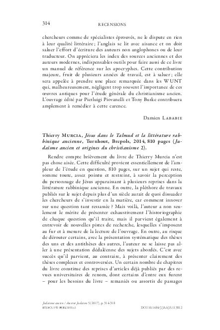 (PDF) Emmanuel Friedheim - Review : “Jésus dans le Talmud et la ...
