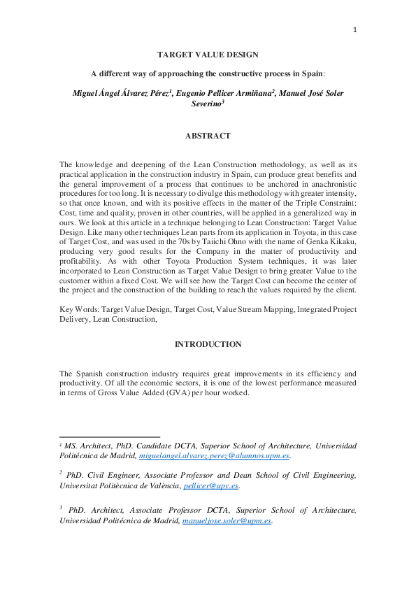 (DOC) TARGET VALUE DESIGN. A different way of approaching the ...