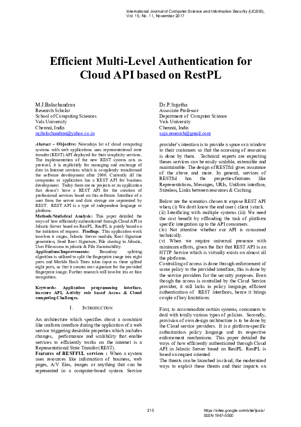 Pdf Efficient Multi Level Authentication For Cloud Api Based On Restpl