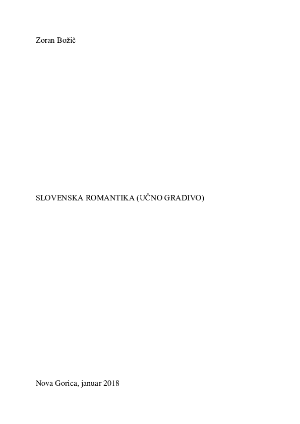 (PDF) Slovenska romantika (učno gradivo)