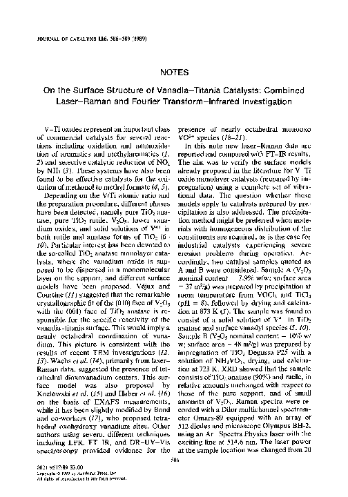 (PDF) On the surface structure of vanadia-titania catalysts: Combined ...