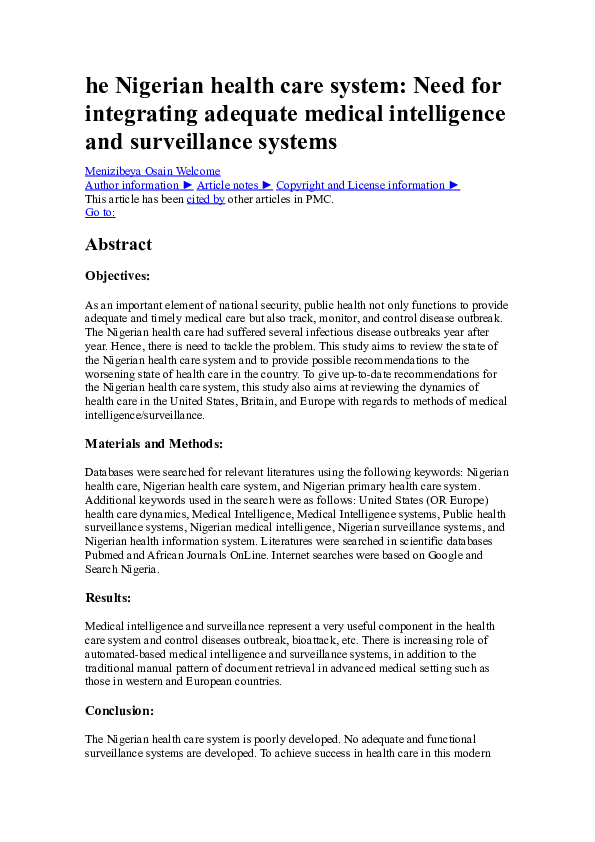 (DOC) he Nigerian health care system: Need for integrating adequate ...