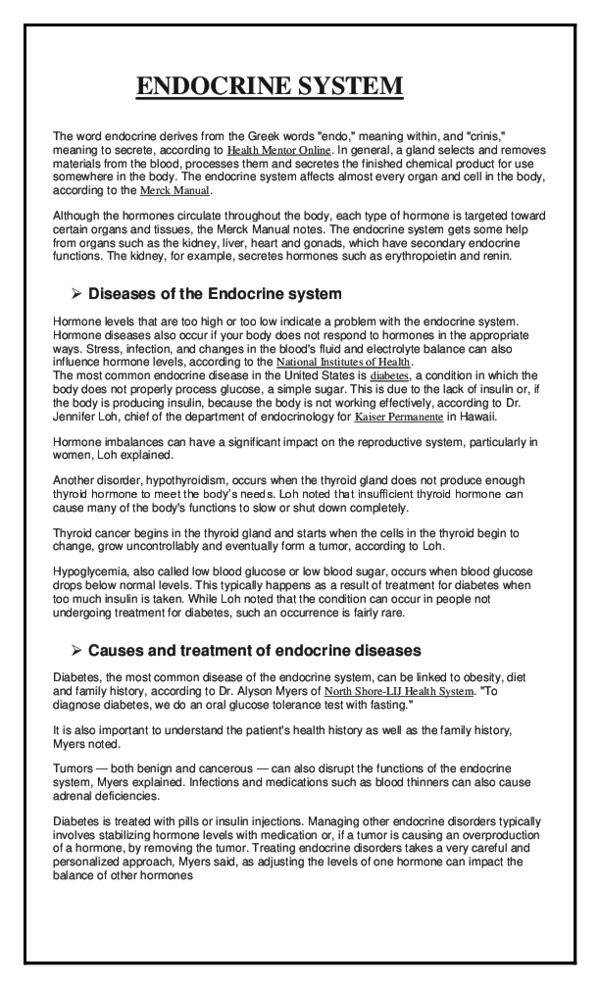(DOC) ENDOCRINE SYSTEM