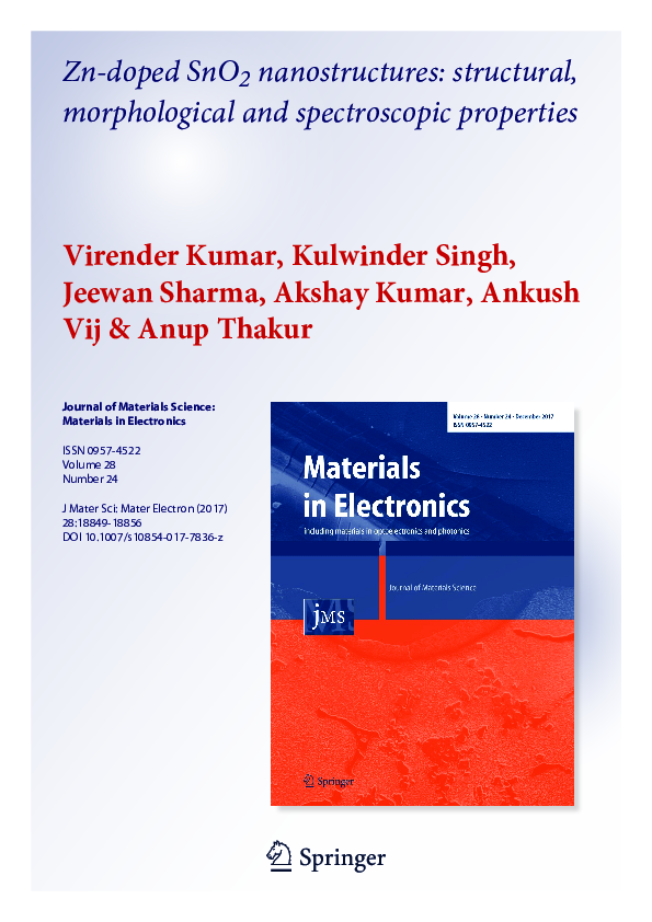 (PDF) Zn-doped SnO 2 nanostructures: structural, morphological and ...