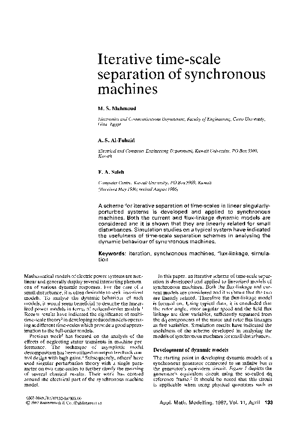 (PDF) Iterative time-scale separation of synchronous machines