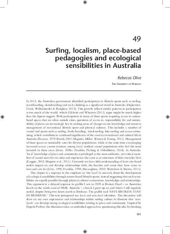 (PDF) Surfing, localism, place-based pedagogies and ecological ...