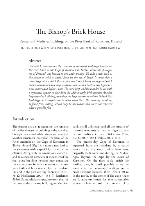 (PDF) The Bishop's Brick House — Remains of Medieval Buildings on the ...