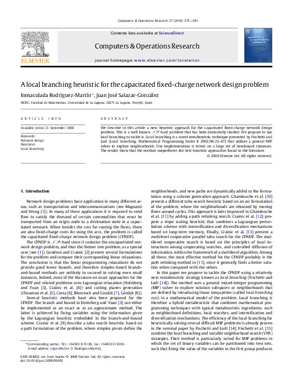 (PDF) A local branching heuristic for the capacitated fixed-charge network design problem
