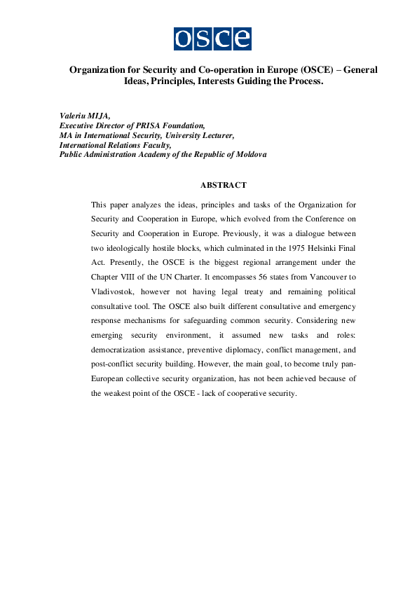 (PDF) Organization for Security and Co-operation in Europe (OSCE ...