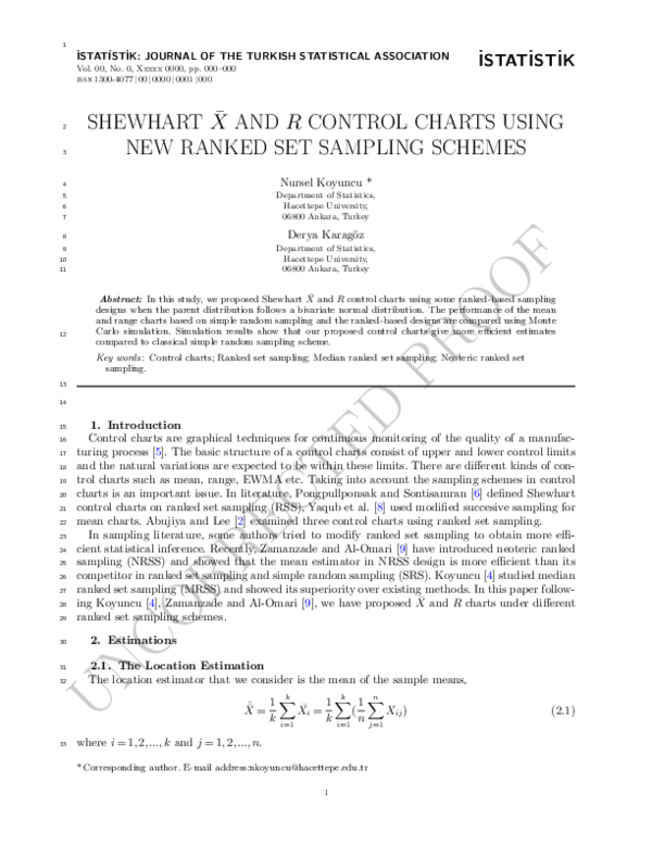 (PDF) SHEWHART ¯ X AND R CONTROL CHARTS USING 2 NEW RANKED SET SAMPLING SCHEMES