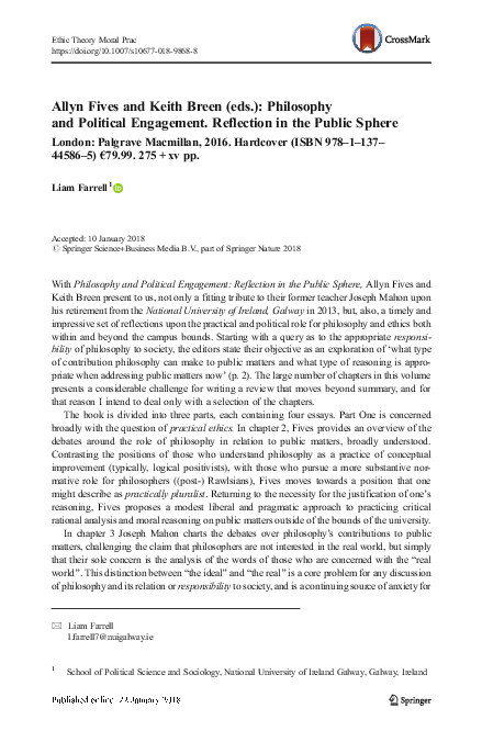 (PDF) Philosophy and Political Engagement: Reflection in the public ...