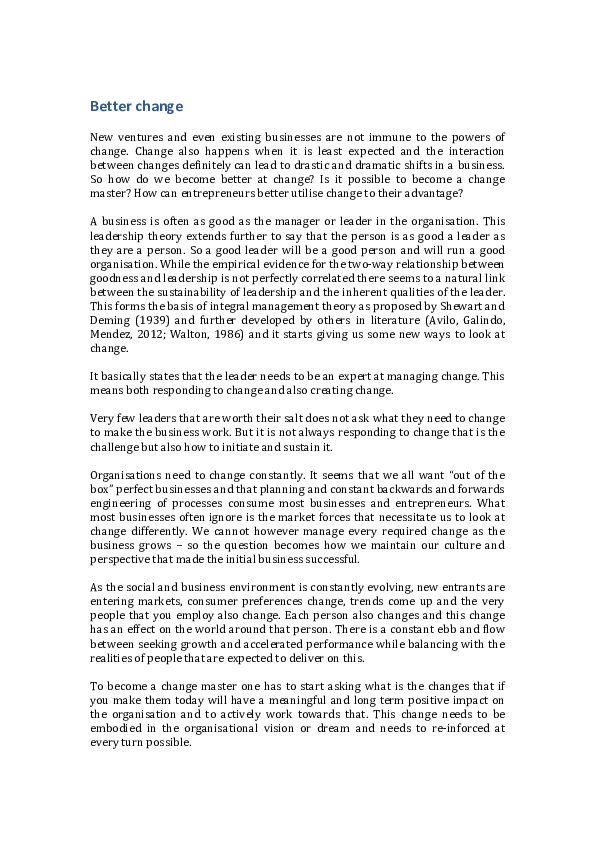 (DOC) Better change | Riaan Steenberg - Academia.edu