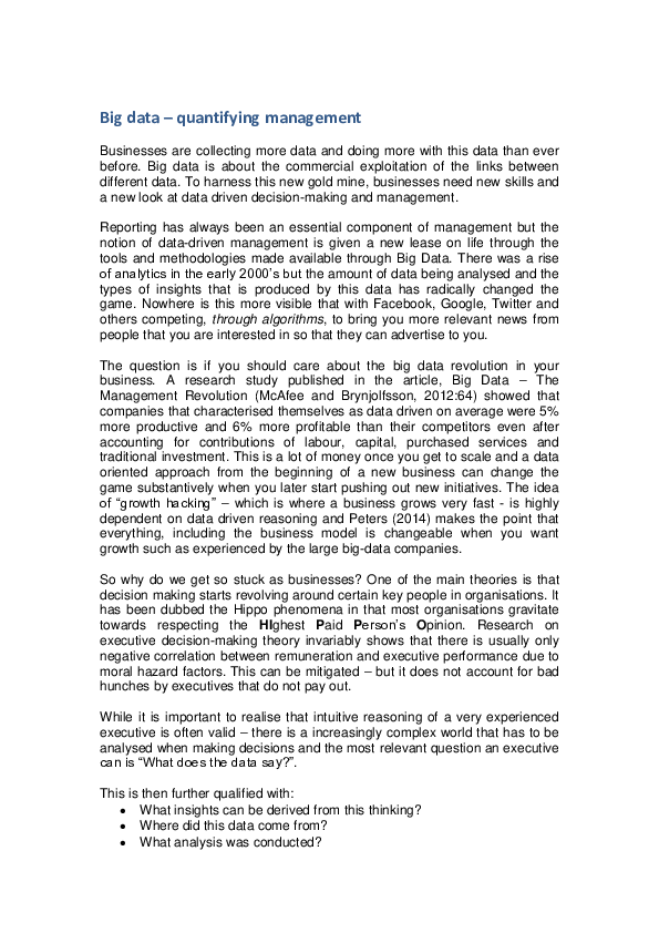 (DOC) Big data – quantifying management