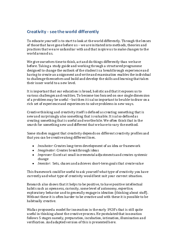 (DOC) Creativity -see the world differently | Riaan Steenberg ...