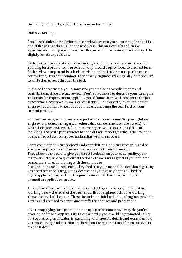 Peer performance review examples using the word applicant