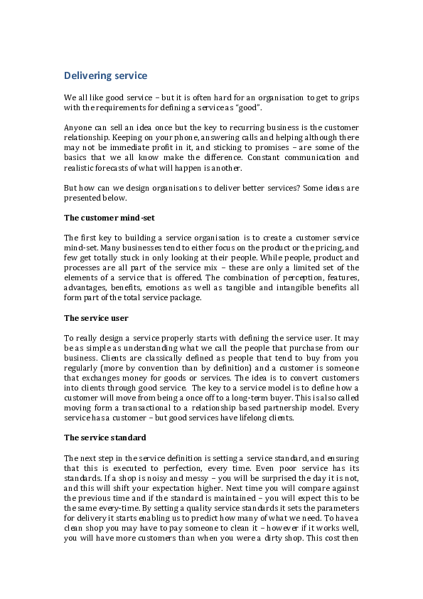 (DOC) Delivering service