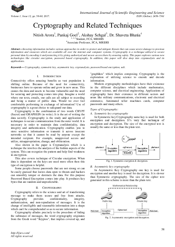 (PDF) Study on Cryptography and Techniques | International Journal of ...