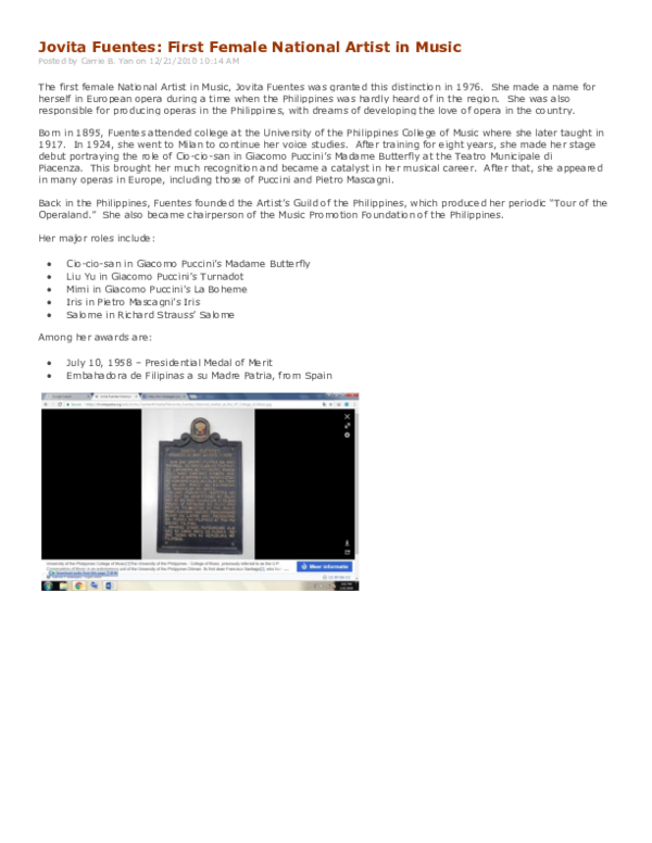 (DOC) Jovita Fuentes: First Female National Artist in Music