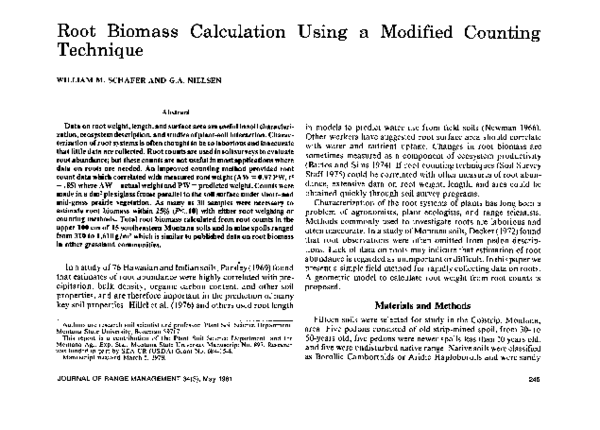 (PDF) Root Biomass Calculation Using a Modified Counting Technique