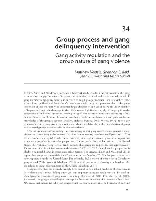 (PDF) Group process and gang delinquency intervention: Gang activity ...