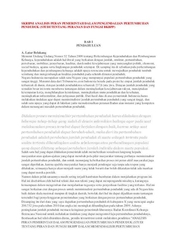 (DOC) SKRIPSI ANALISIS PERAN PEMERINTAH DALAM PENGENDALIAN PERTUMBUHAN PENDUDUK