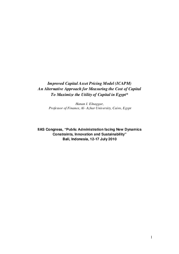 (PDF) Improved Capital Asset Pricing Model (ICAPM) An Alternative ...
