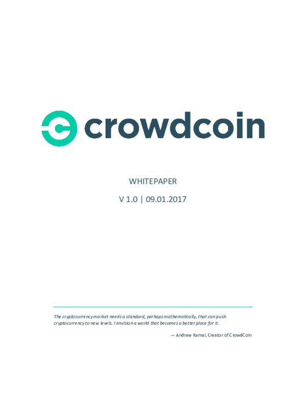 (PDF) CrowdCoin Whitepaper v1