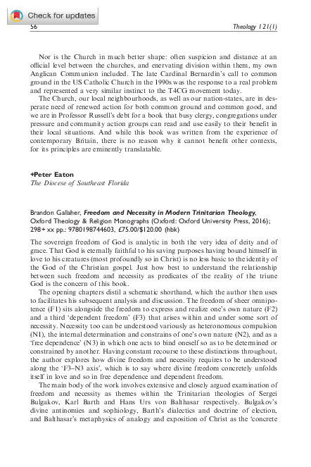(PDF) Review of Brandon Gallaher, Freedom and Necessity in Modern ...