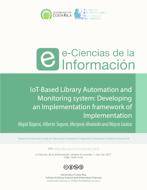 Pdf Iot Based Library Automation And Monitoring System Developing An Implementation Framework