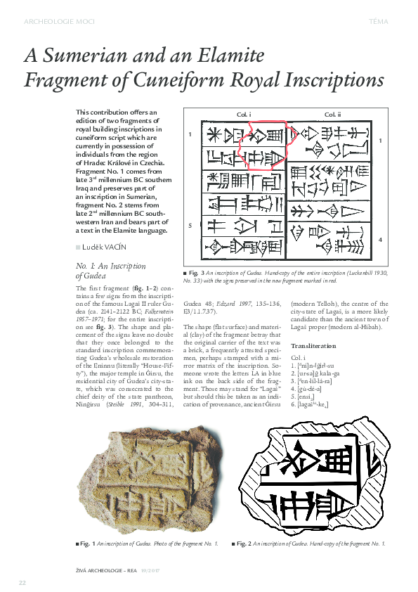 (PDF) A Sumerian and an Elamite Fragment of Cuneiform Royal ...