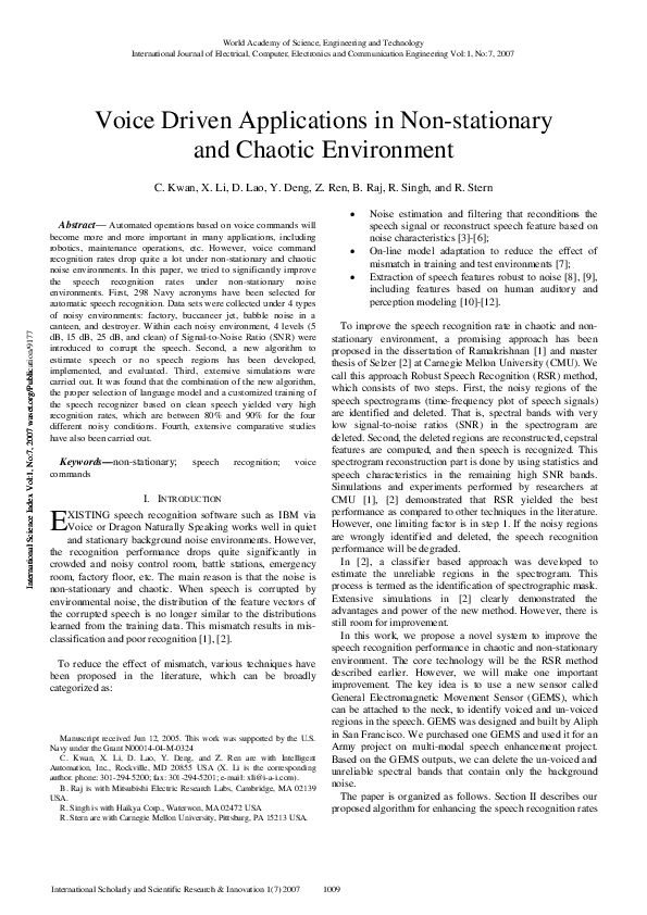 (PDF) Voice-Driven-Applications-in-Non-stationaryand-Chaotic-Environment (PDF) Voice-Driven-Applications-in-Non-stationaryand-Chaotic-Environment