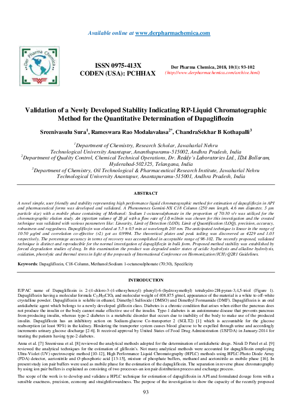 (PDF) Validation of a Newly Developed Stability Indicating RP-Liquid Chromatographic Method for ...