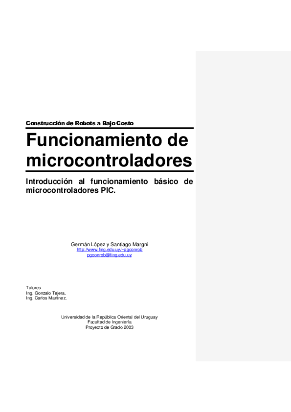 (PDF) Construcción de Robots a Bajo Costo Funcionamiento de microcontroladores Introducción al ...