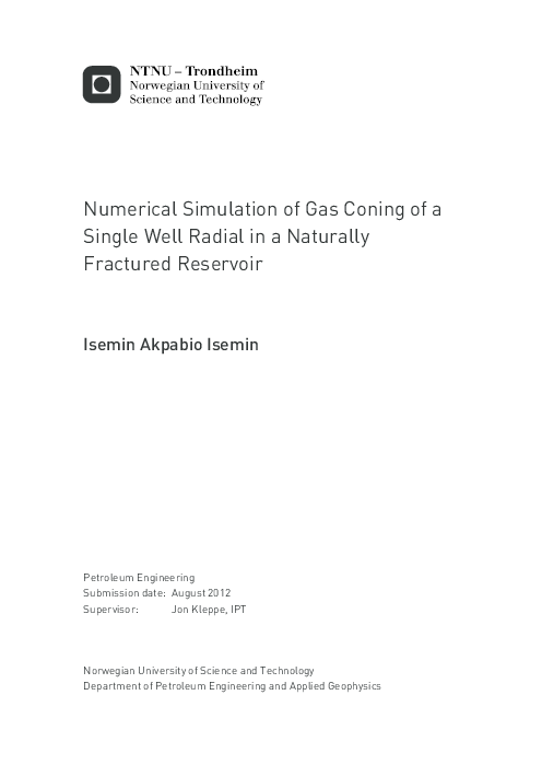 (PDF) Numerical Simulation of Gas Coning of a Single Well Radial in a ...