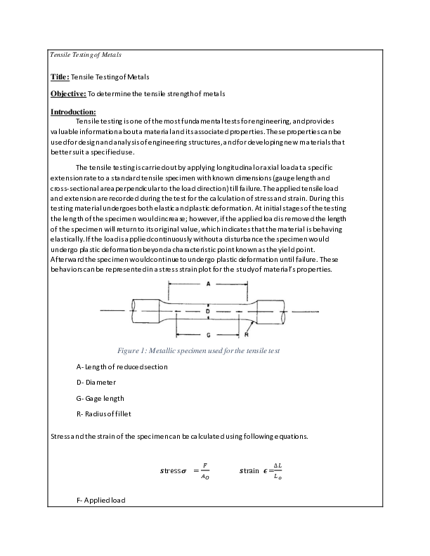 (PDF) Title: Tensile Testing of Metals