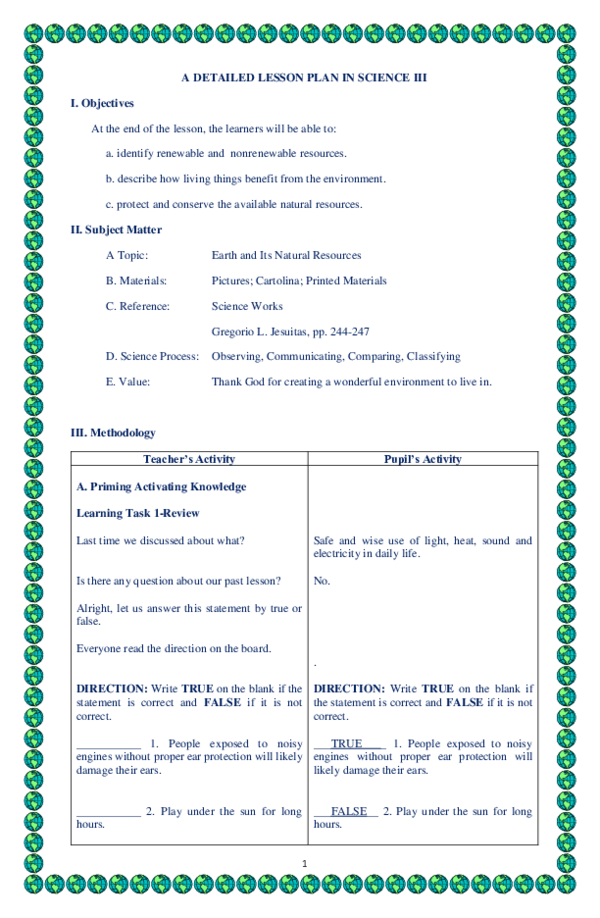 (DOC) A DETAILED LESSON PLAN IN SCIENCE III