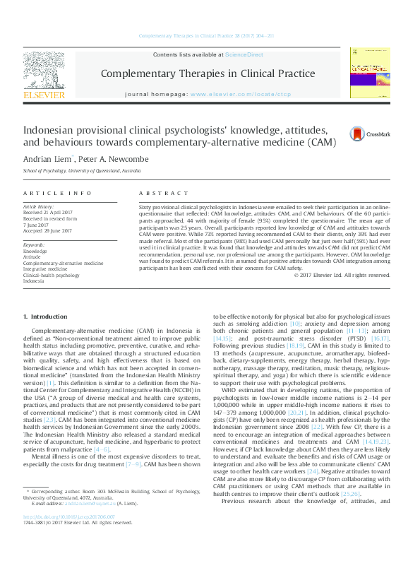 (PDF) Indonesian provisional clinical psychologists' knowledge ...