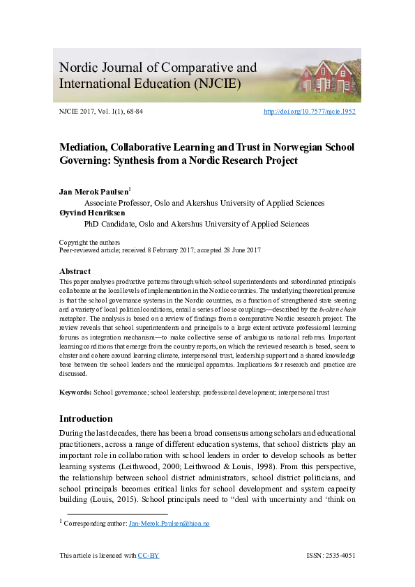 (PDF) Mediation, Collaborative Learning and Trust in Norwegian School ...