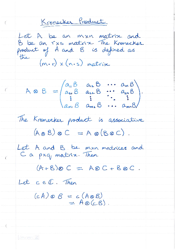 (PDF) Kronecker Product - Worked Examples