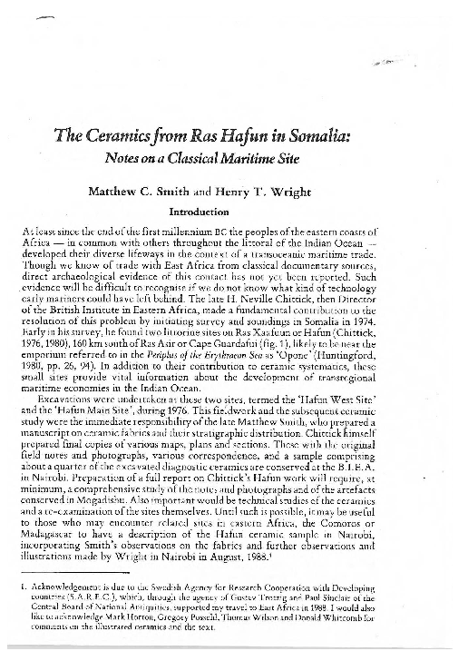 (PDF) The Ceramics from Ras Hafun in Somalia