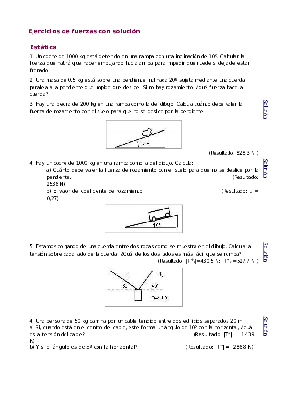 (PDF) Ejercicios de fuerzas con solución Estática