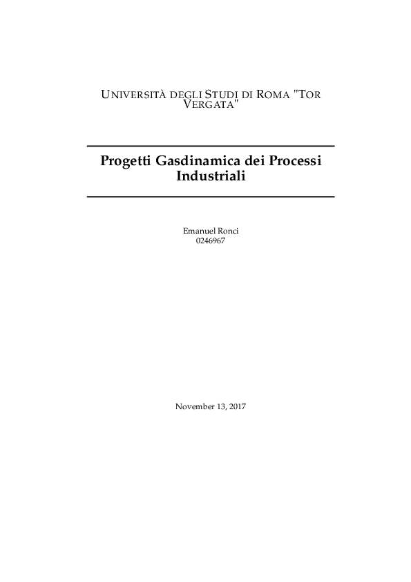 (PDF) Progetti Gasdinamica dei Processi Industriali