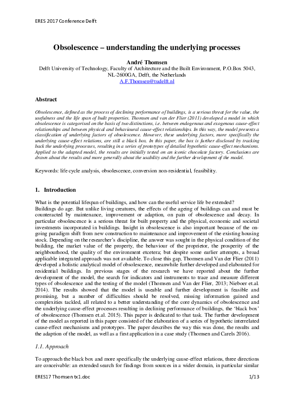 (PDF) Obsolescence – understanding the underlying processes