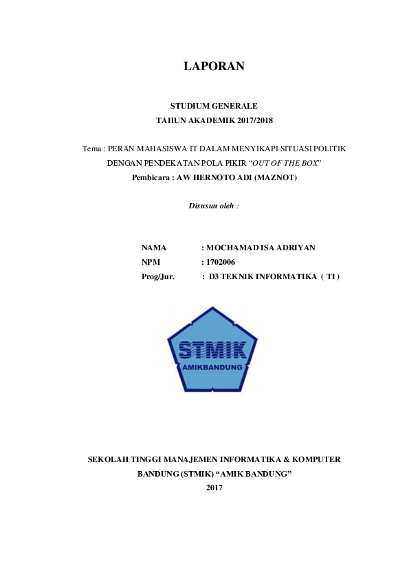 (PDF) Laporan Studium Generale