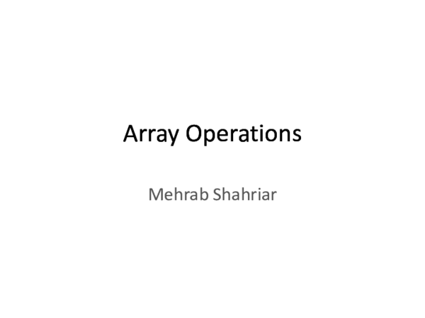 (PPT) Array Operations