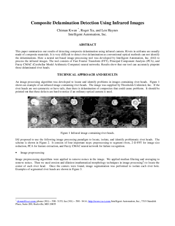 Pdf Composite Delamination Detection Using Infrared Images