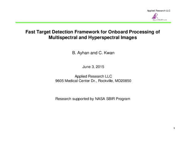 Pdf Fast Target Detection Framework For Onboard Processing Of Multispectral And Hyperspectral