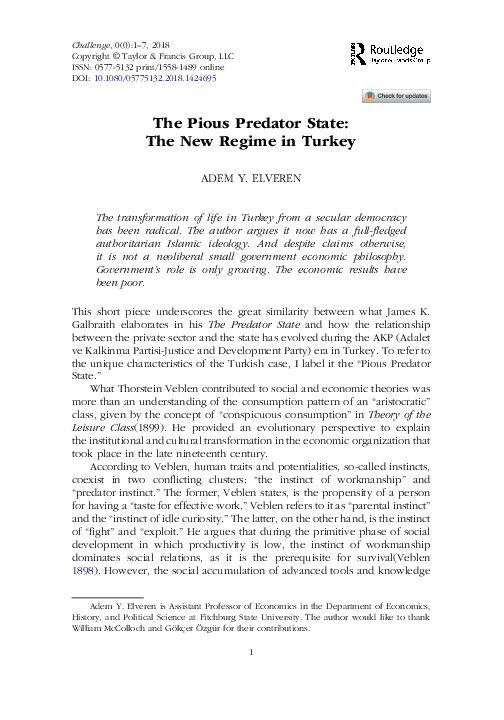 (PDF) The Pious Predator State: The New Regime in Turkey